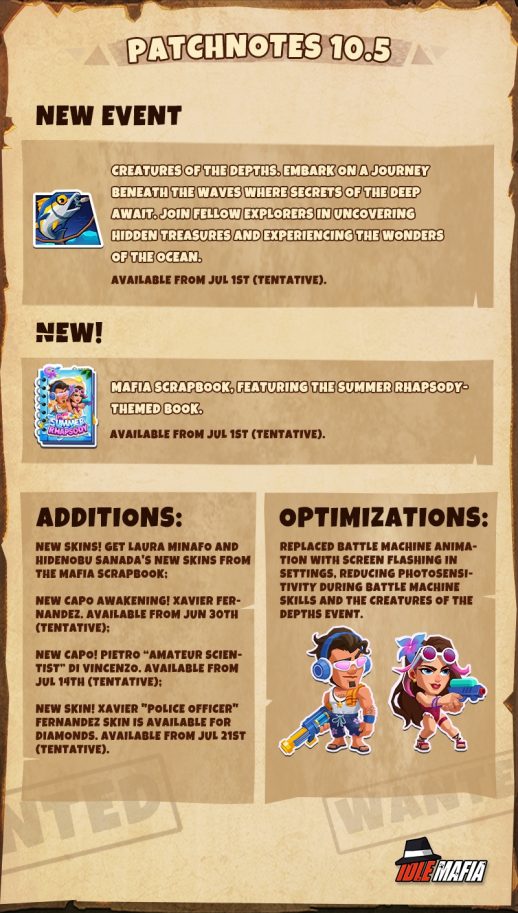 Idle Mafia - Patchnotes 10.5 - Official Site
